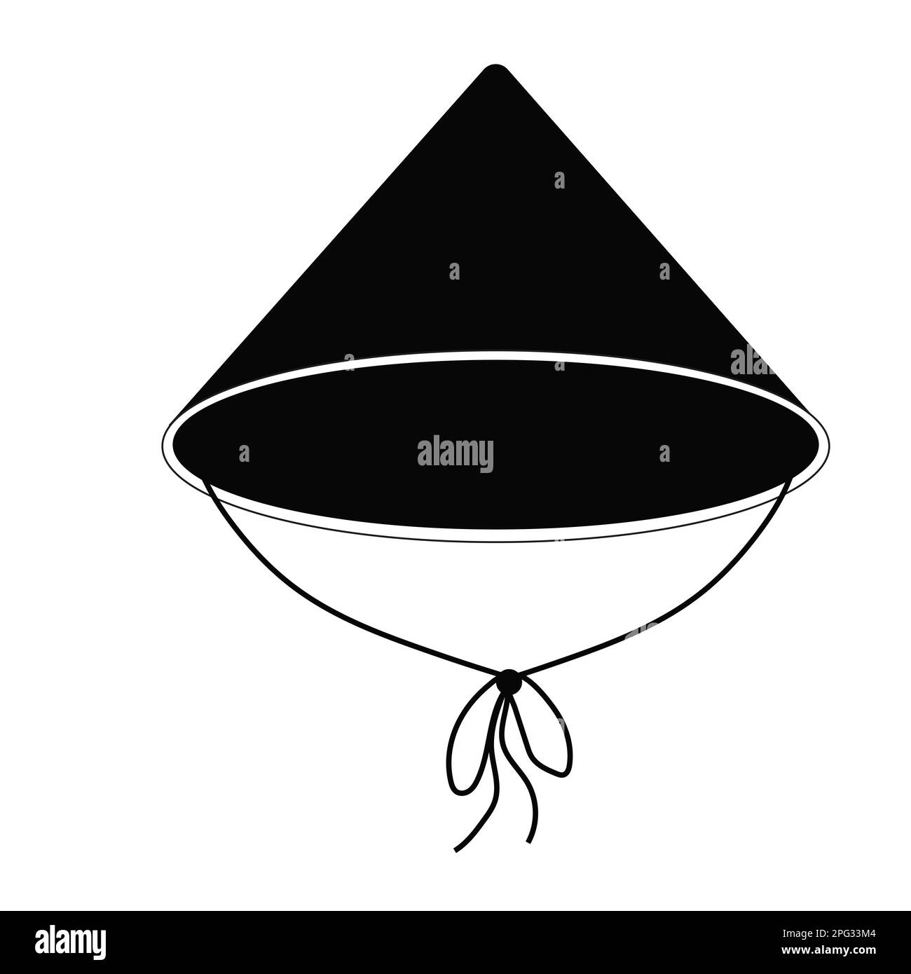 Conical traditional asian hat from natural materials with ribbon ...