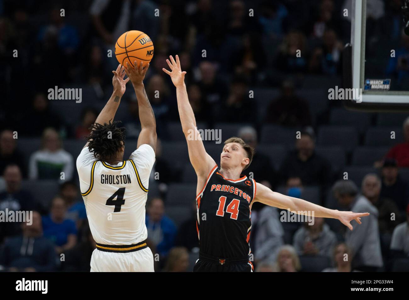 Princeton guard Matt Allocco (14) defends Missouri guard DeAndre ...