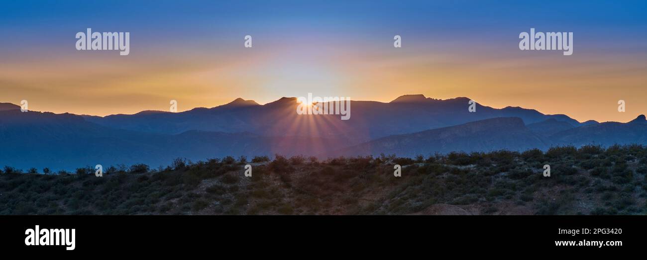 Sunrise with mountains of the Sierra Ancha Wilderness area Stock Photo ...