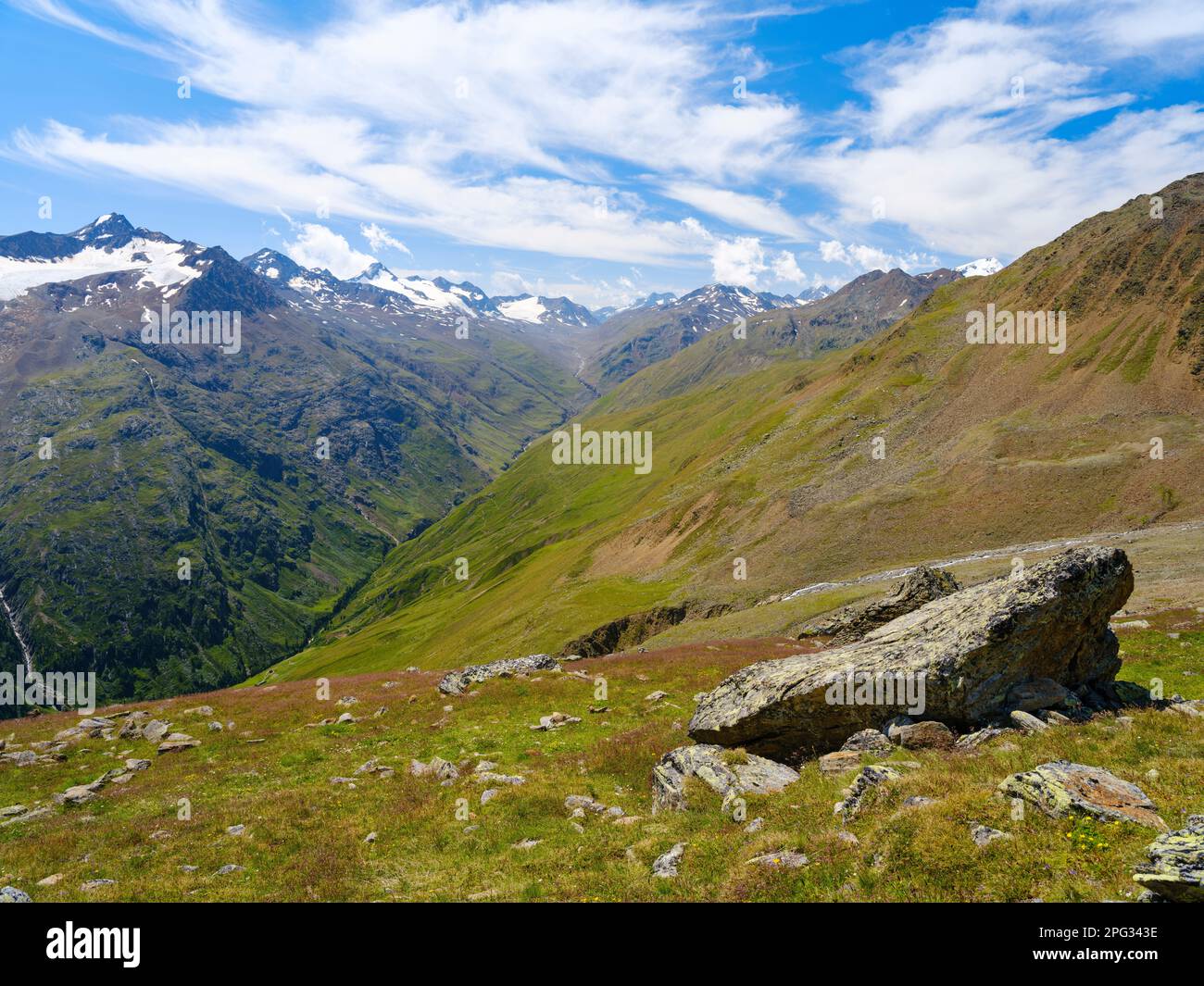 Valley Rofental near Vent in the Oetztal Alps in the Nature Park ...