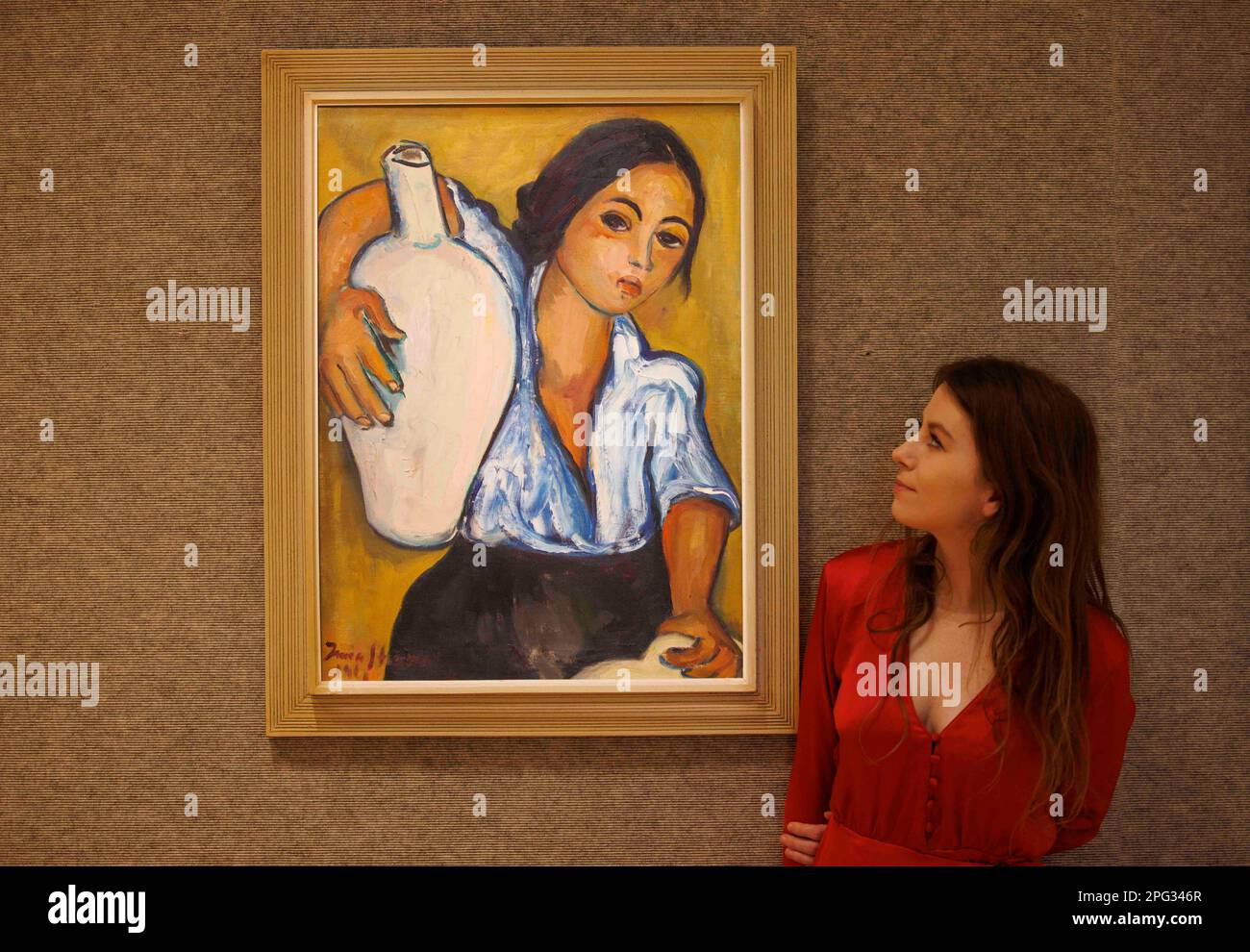 London, UK. 20th Mar, 2023. Irma Stern, Girl with Jug, est £30,000 - £ ...