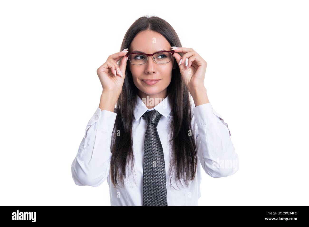 ceo woman see wearing glasses in studio. ceo woman on background. photo ...