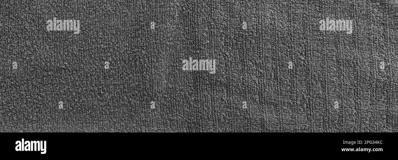 Gray terry towel fabric texture banner. Textile background, top view ...