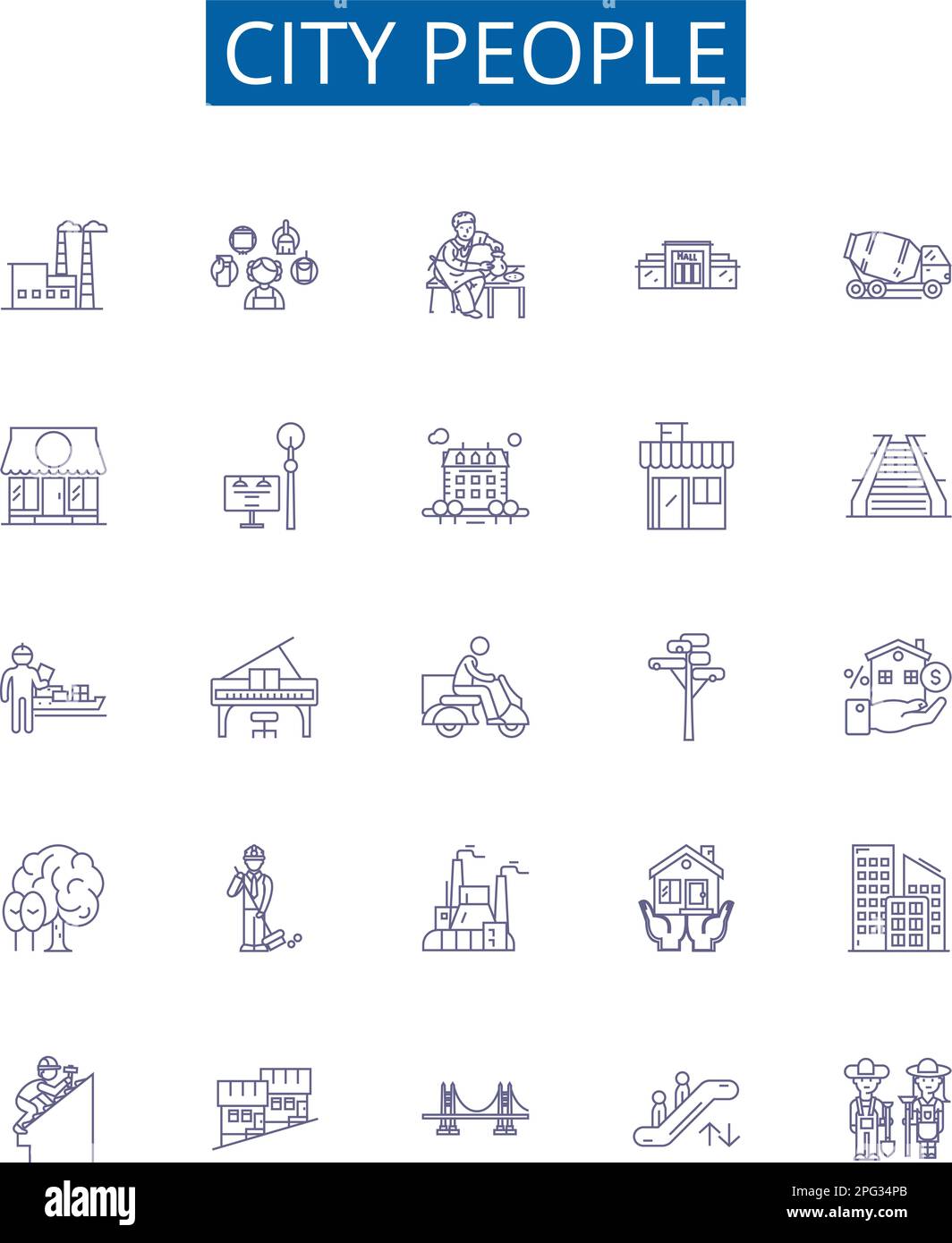 City people line icons signs set. Design collection of Urbanites ...