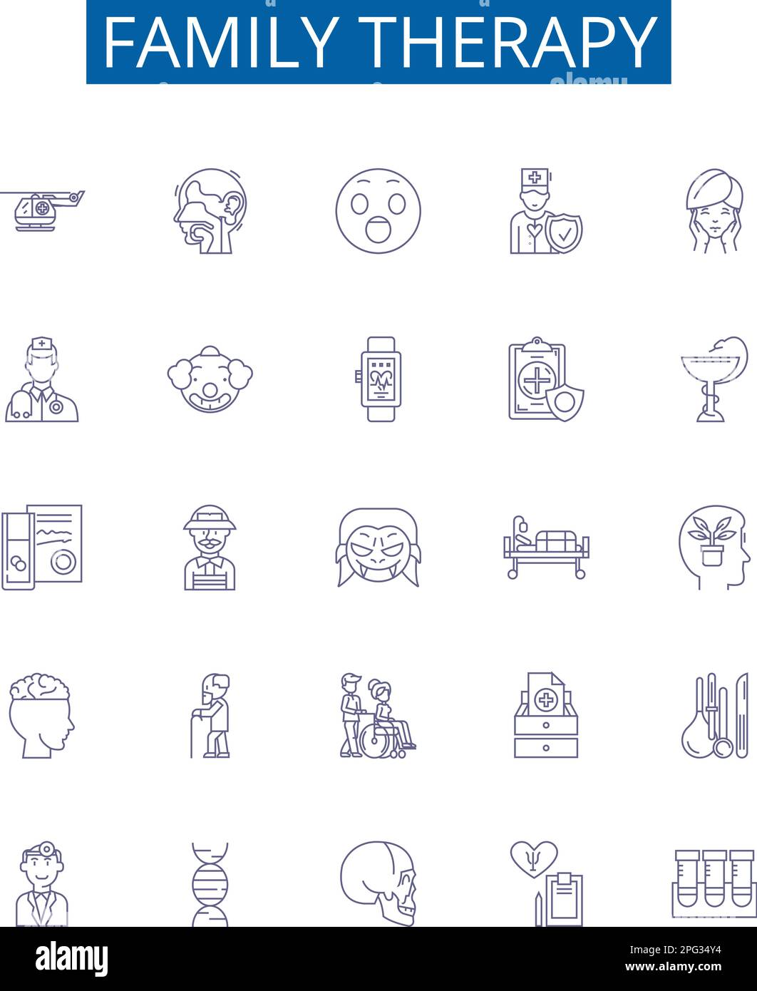 Family therapy line icons signs set. Design collection of family ...