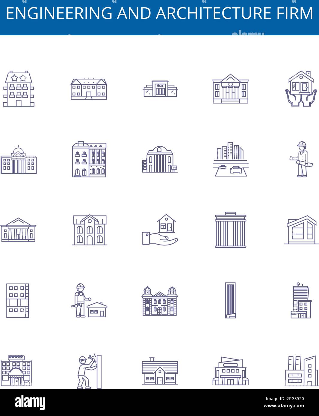 Engineering And Architecture Firm Line Icons Signs Set Design Collection Of Engineering