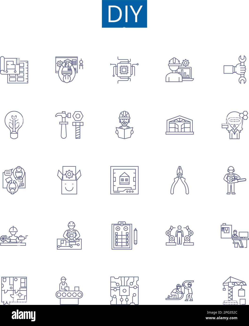 Diy line icons signs set. Design collection of DIY, Crafting, Homeimprovement, Repairs ...