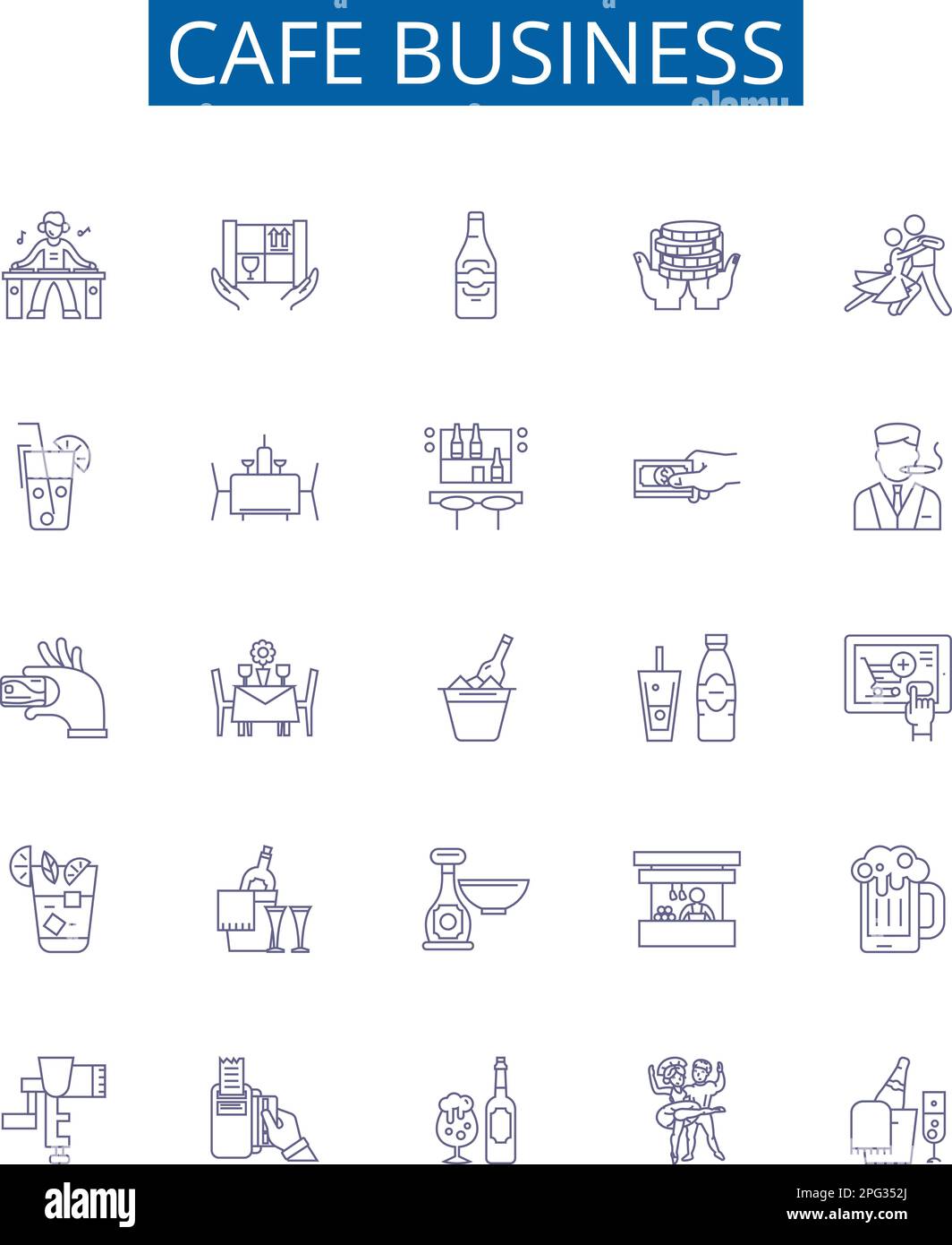 Cafe business line icons signs set. Design collection of cafe, business, entrepreneurship ...