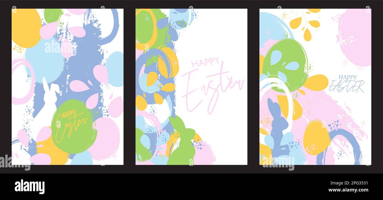 Happy Easter Poster Set. Trendy Holiday invitation design collection ...