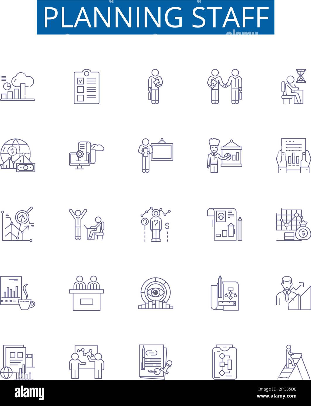 Planning staff line icons signs set. Design collection of Staffing, Planning, Organization ...