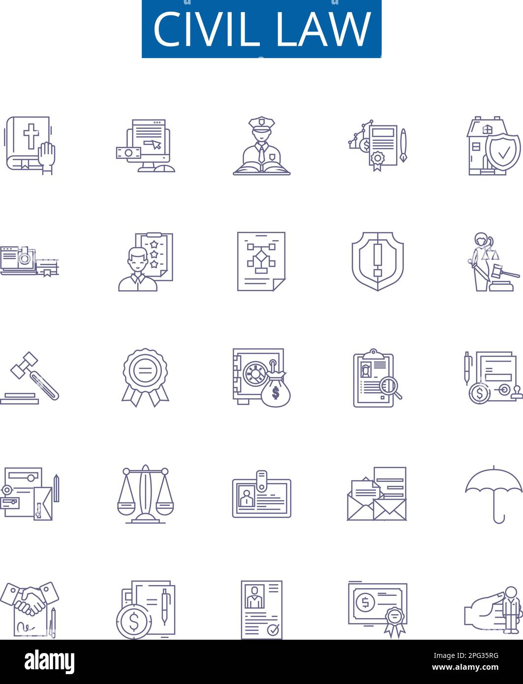 Civil law line icons signs set. Design collection of Civil, law, common ... Civil law line icons signs set. Design collection of Civil, law, common ...