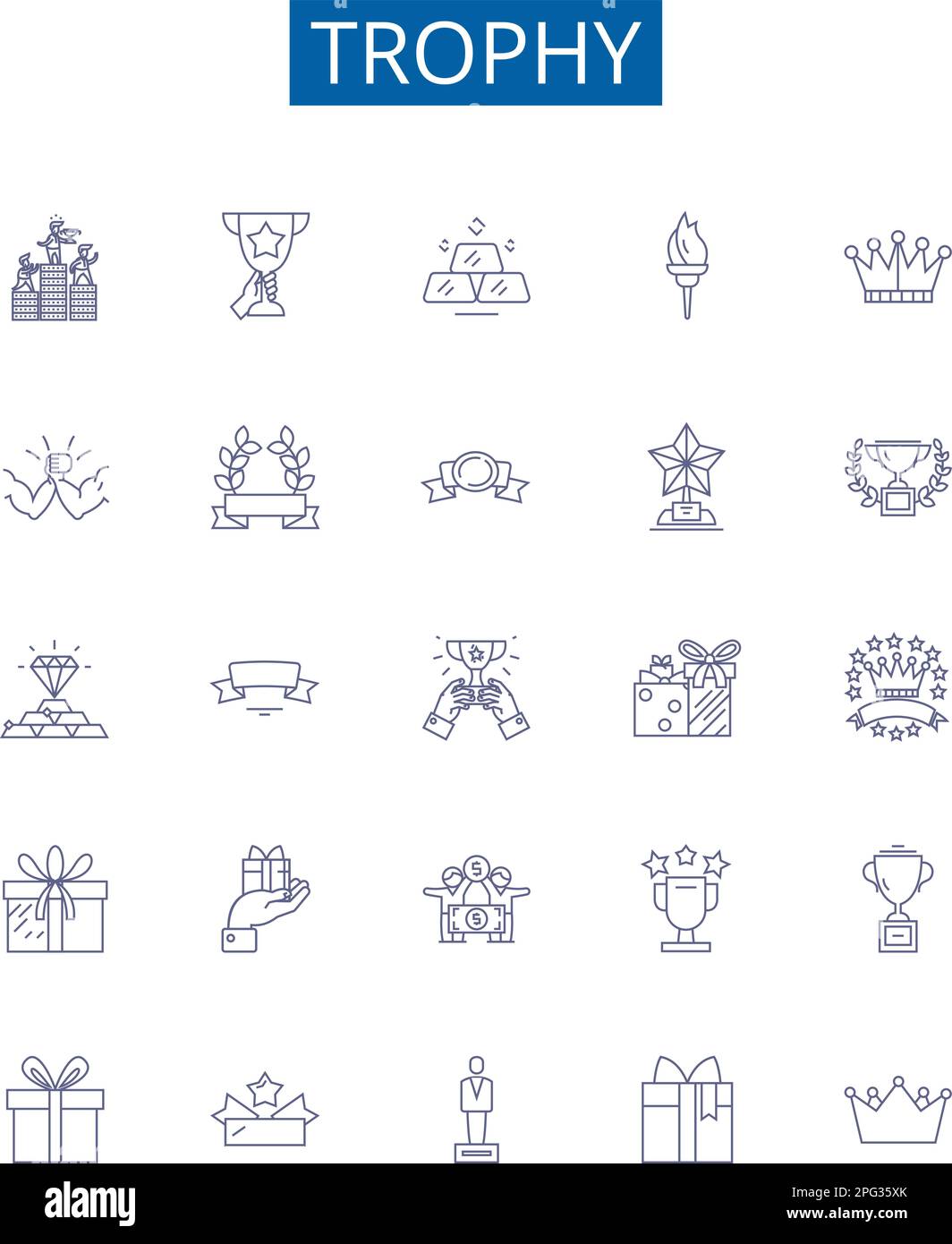 Trophy line icons signs set. Design collection of Prize, Award, Cup ...