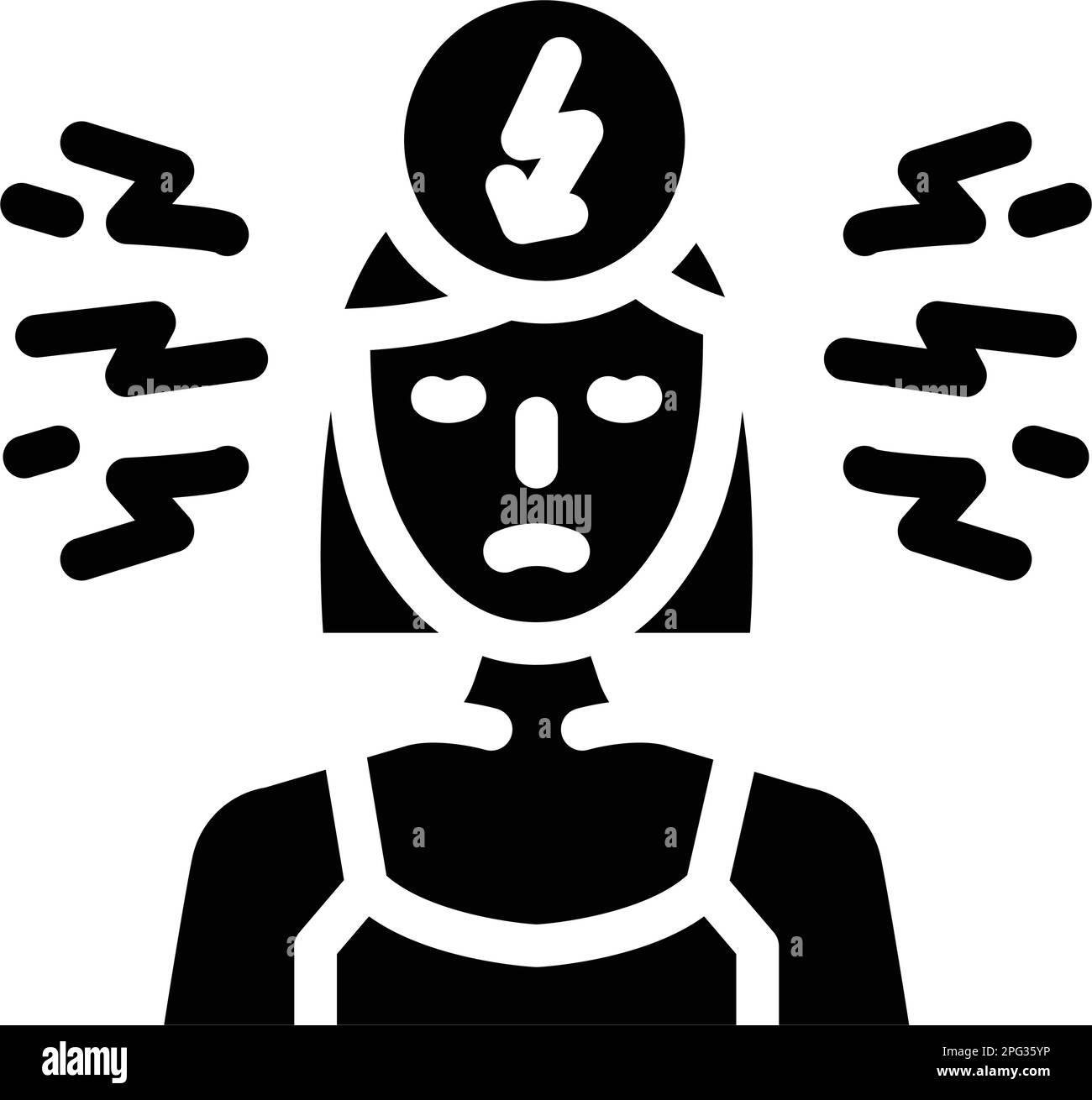 woman stress headache glyph icon vector illustration Stock Vector Image ...