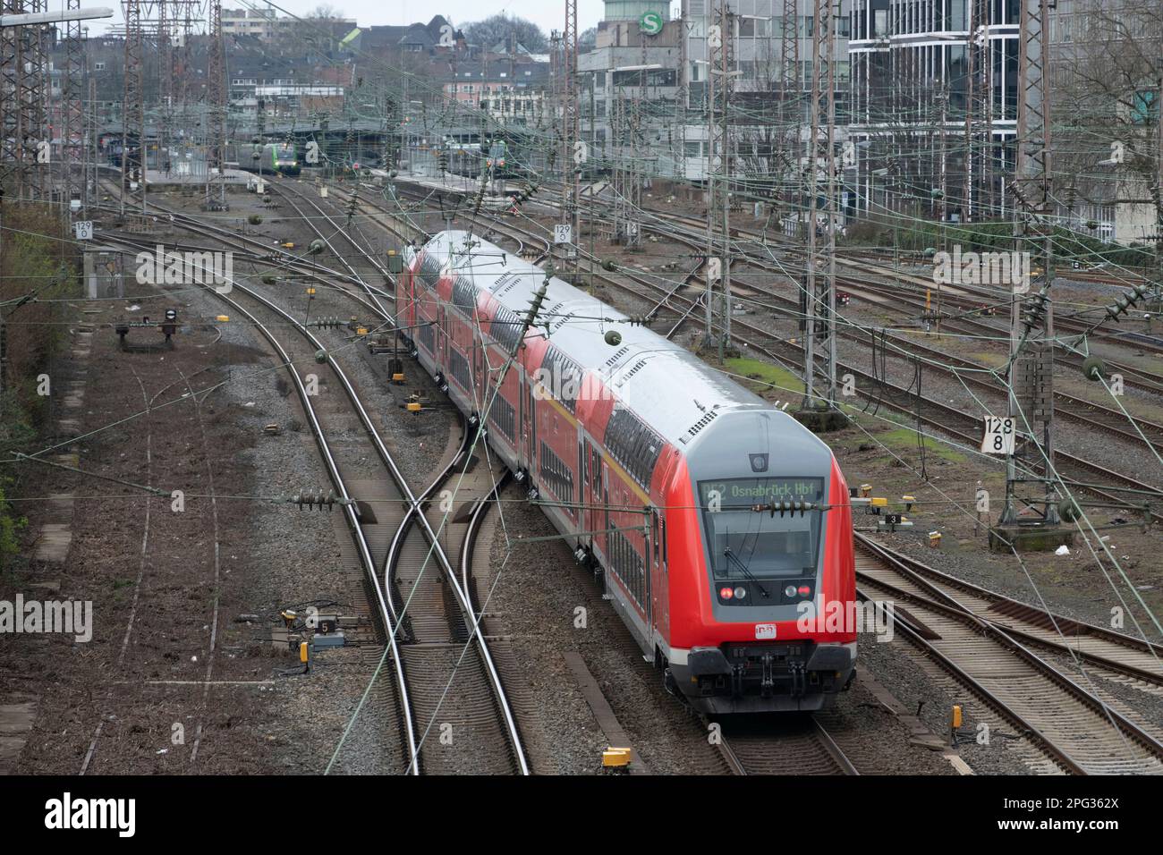 A regional train arrives at Essen Central Station, feature, symbolic ...
