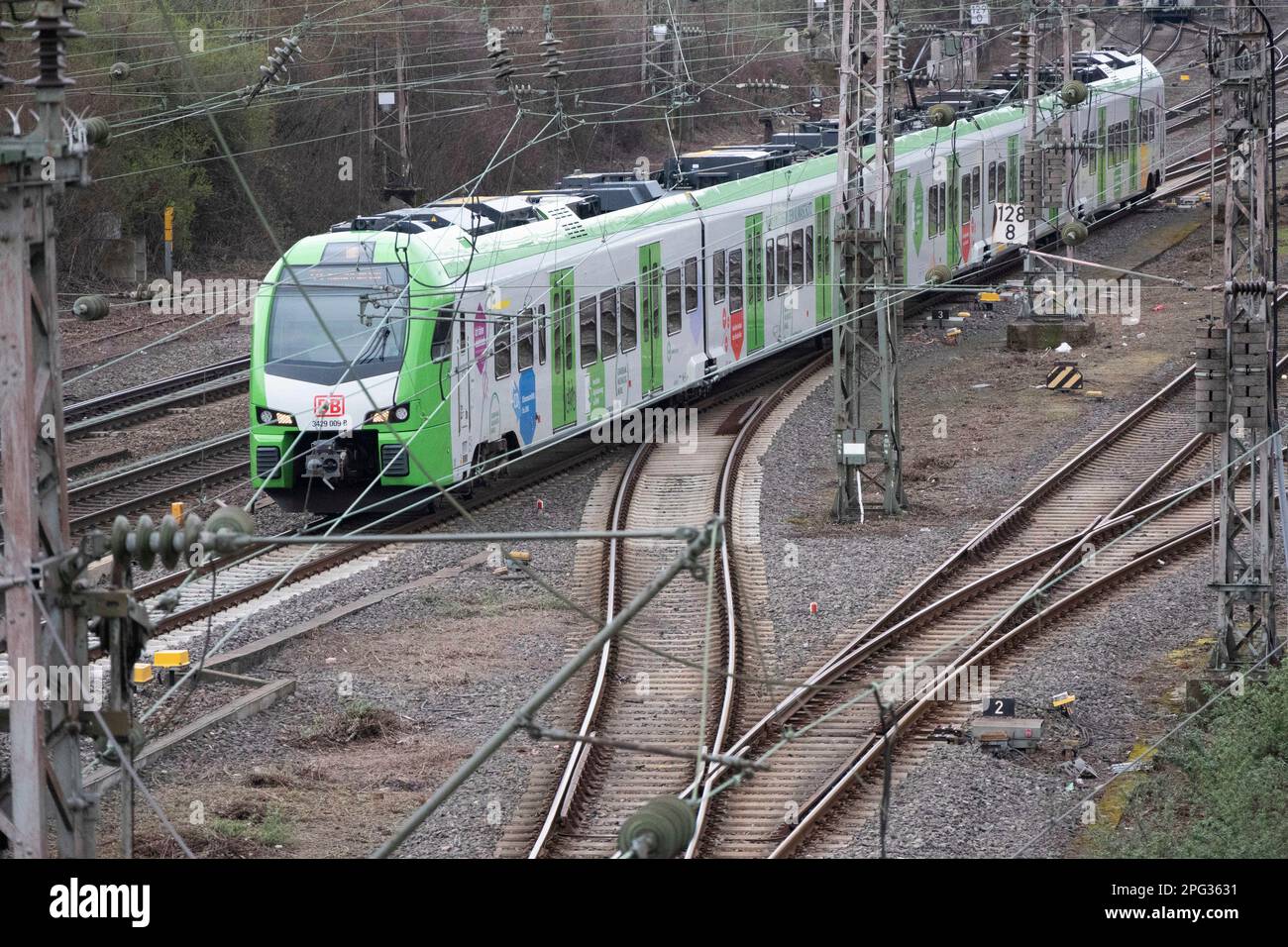 A regional train leaves Essen Central Station, feature, symbolic photo ...