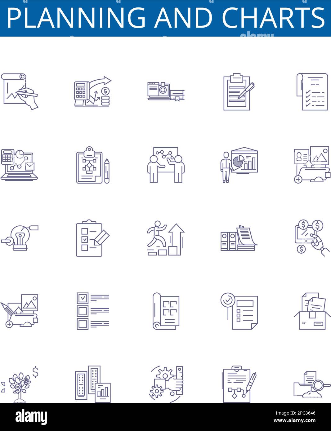 Planning and charts line icons signs set. Design collection of Planning ...