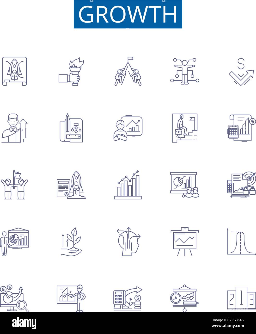 Growth line icons signs set. Design collection of Expansion ...