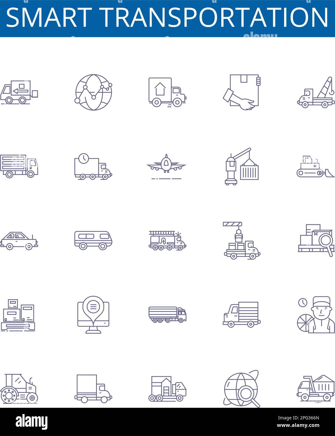 Smart transportation line icons signs set. Design collection of Smart ...