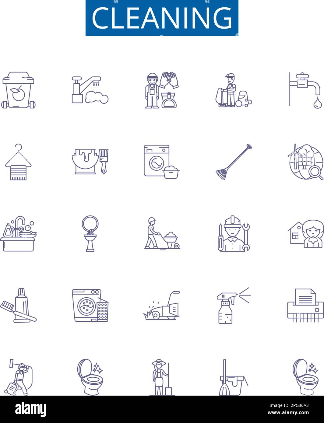 Cleaning line icons signs set. Design collection of Sanitize, Wash ...