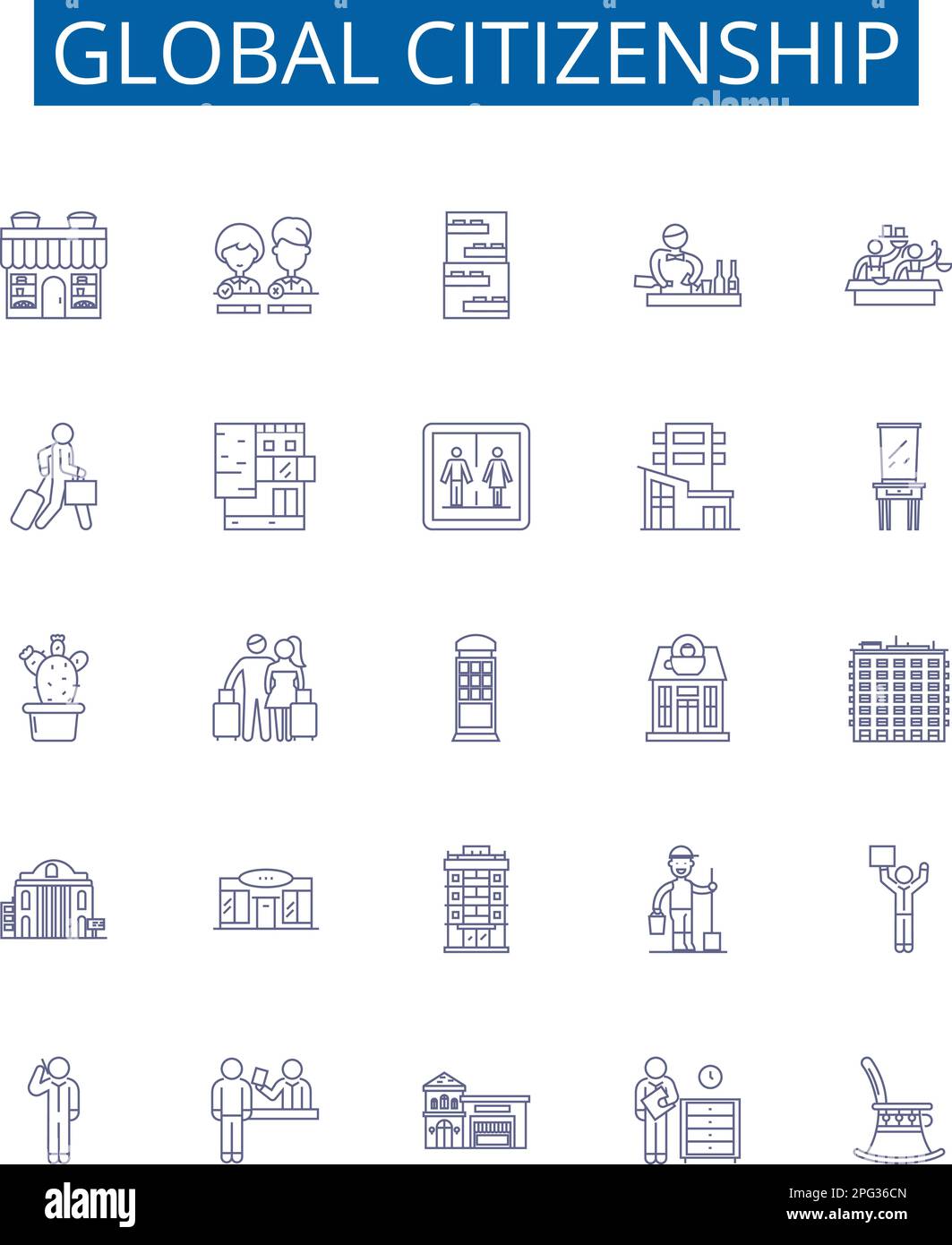 Global citizenship line icons signs set. Design collection of ...