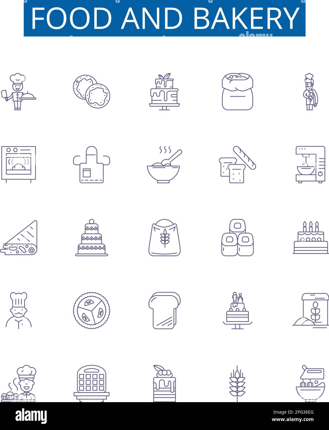 Food and bakery line icons signs set. Design collection of Bakery, Food ...