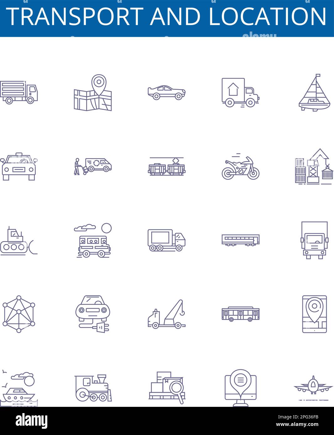 Transport and location line icons signs set. Design collection of Transport, Location, Travel ...