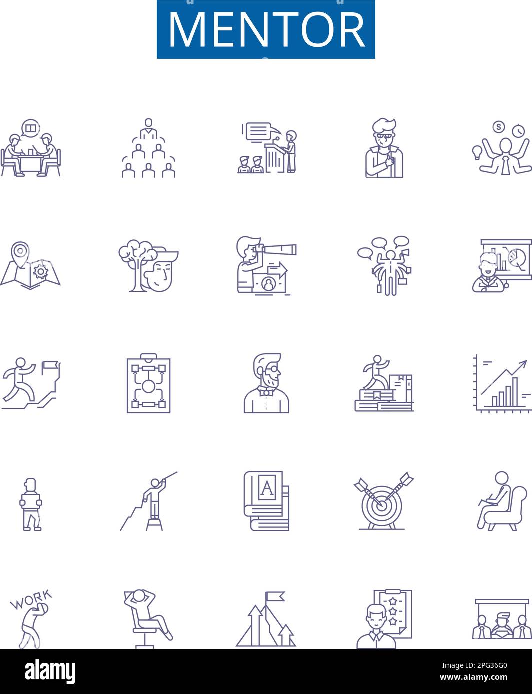 Mentor line icons signs set. Design collection of mentor, guidance, advice, experience ...