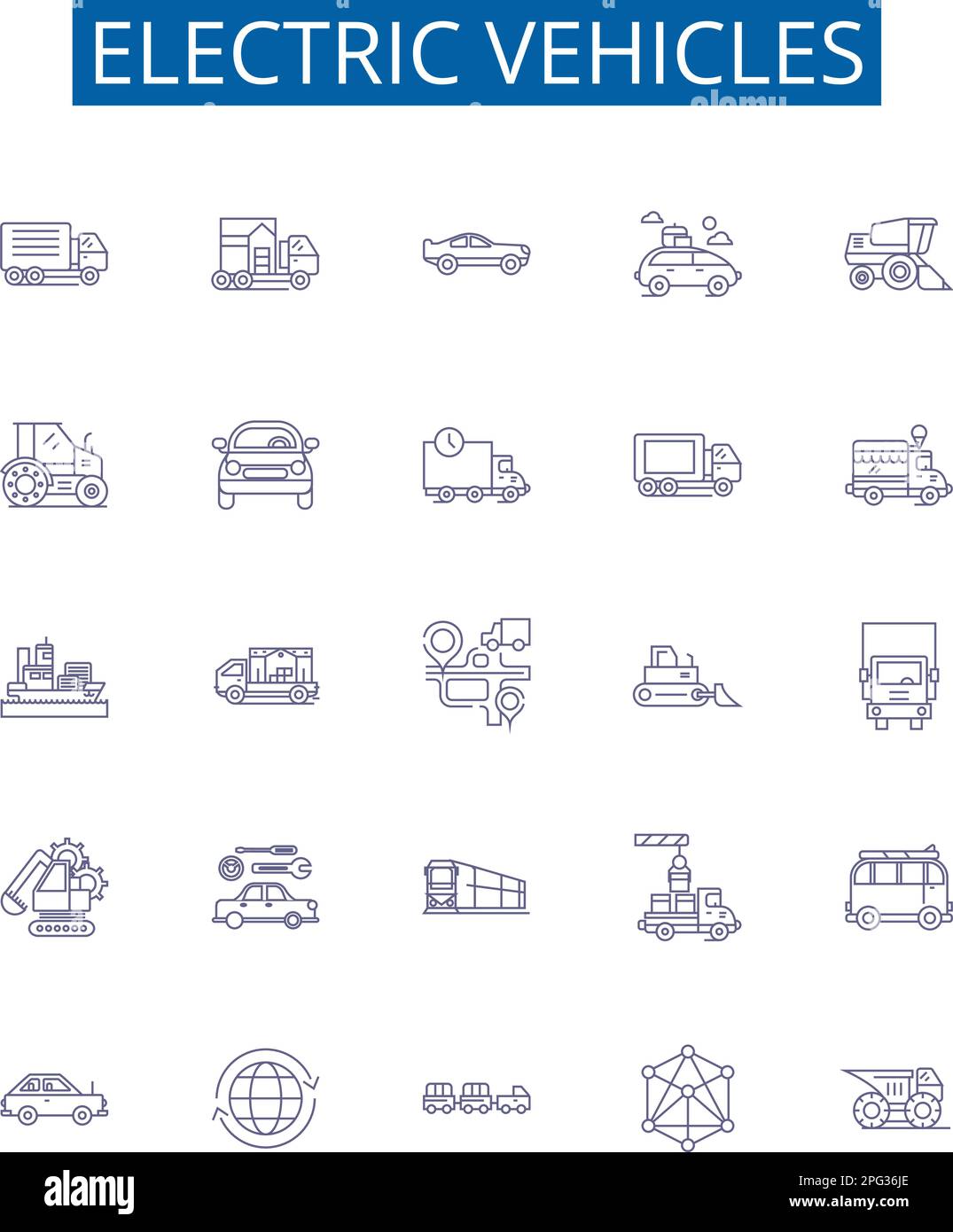 Electric vehicles line icons signs set. Design collection of Electric ...