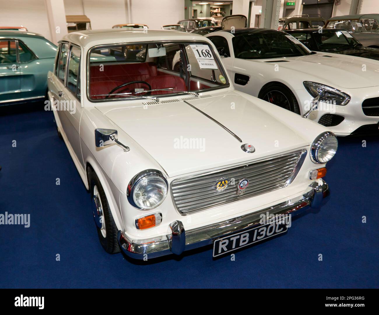 Three-Quarters Front View of a White, 1964, Morris 1100, part of the ...