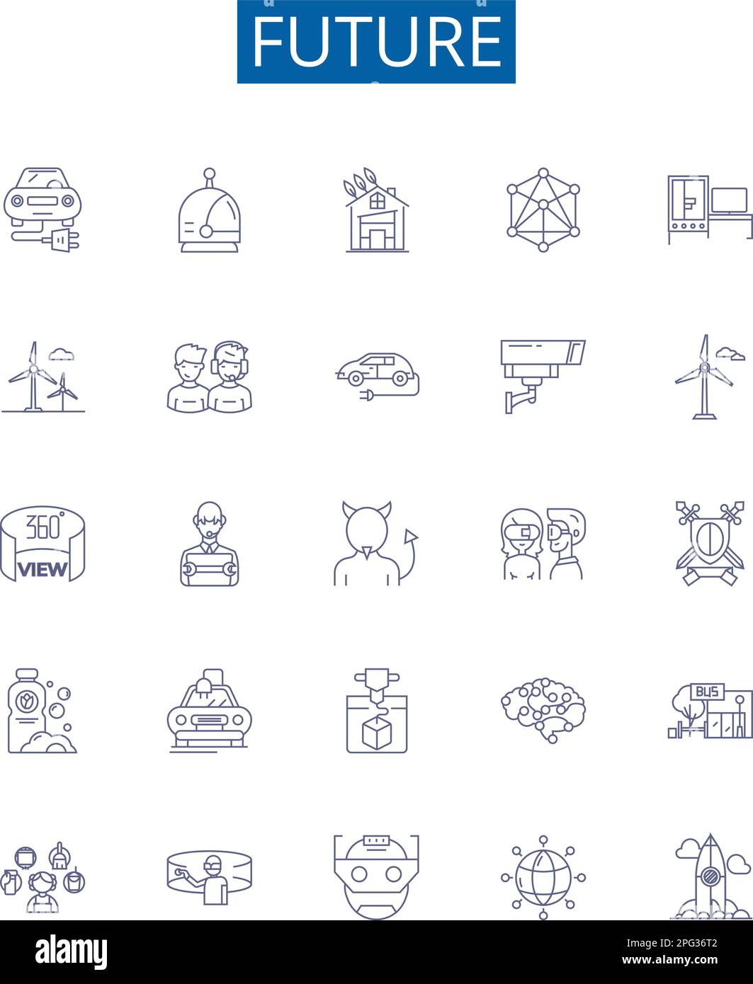 Future line icons signs set. Design collection of Futurity, Prospect ...