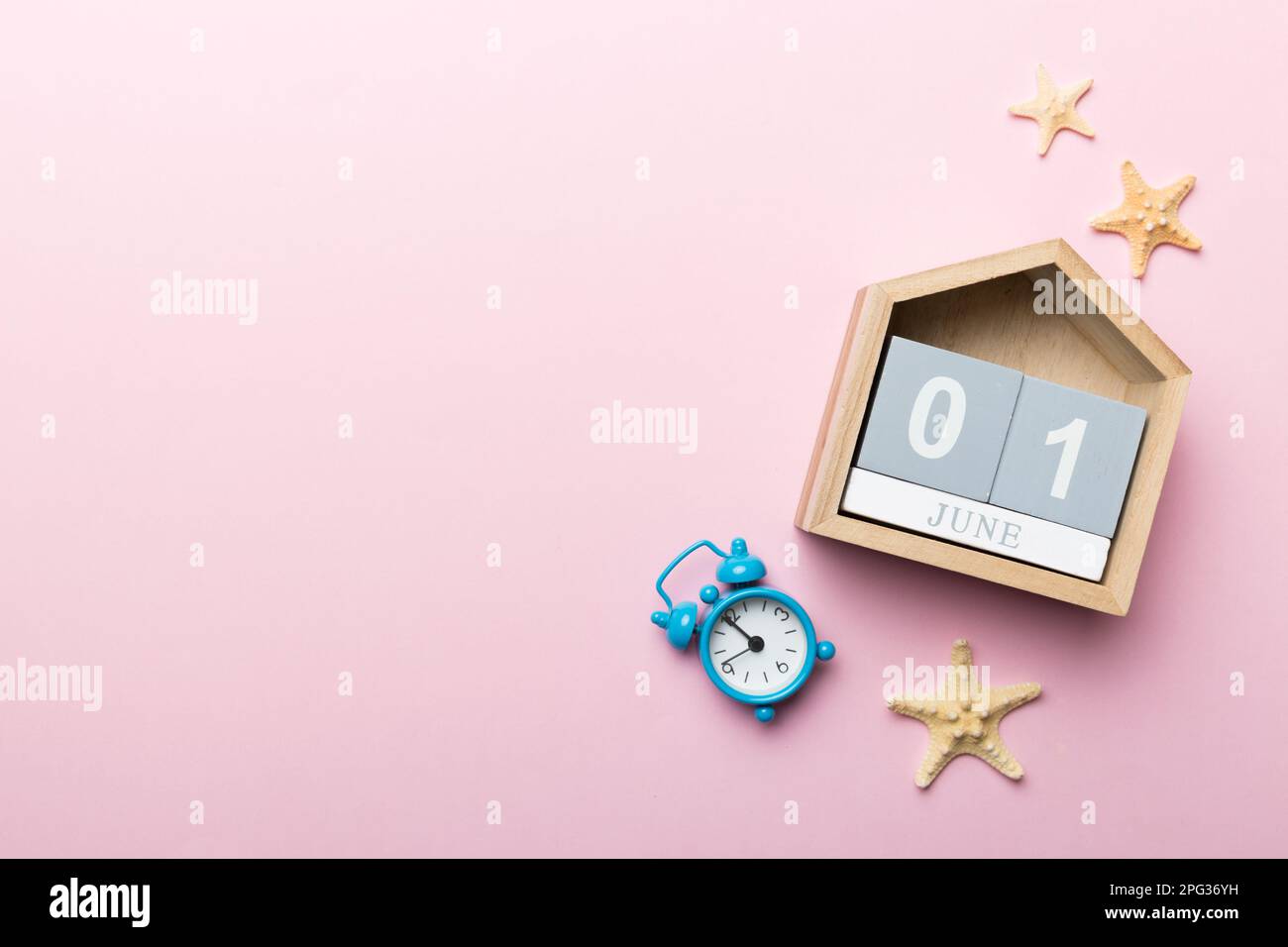 June 1th. Image of june 1 wooden calendar on colored background. Summer ...