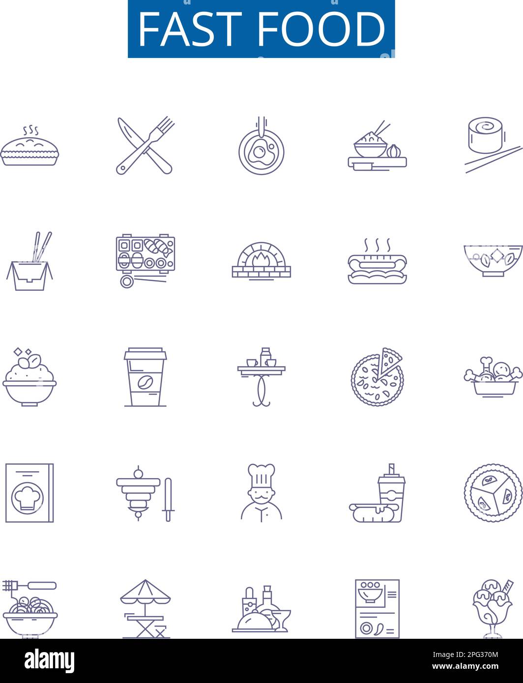 Fast food line icons signs set. Design collection of Burger, Taco ... Fast food line icons signs set. Design collection of Burger, Taco ...
