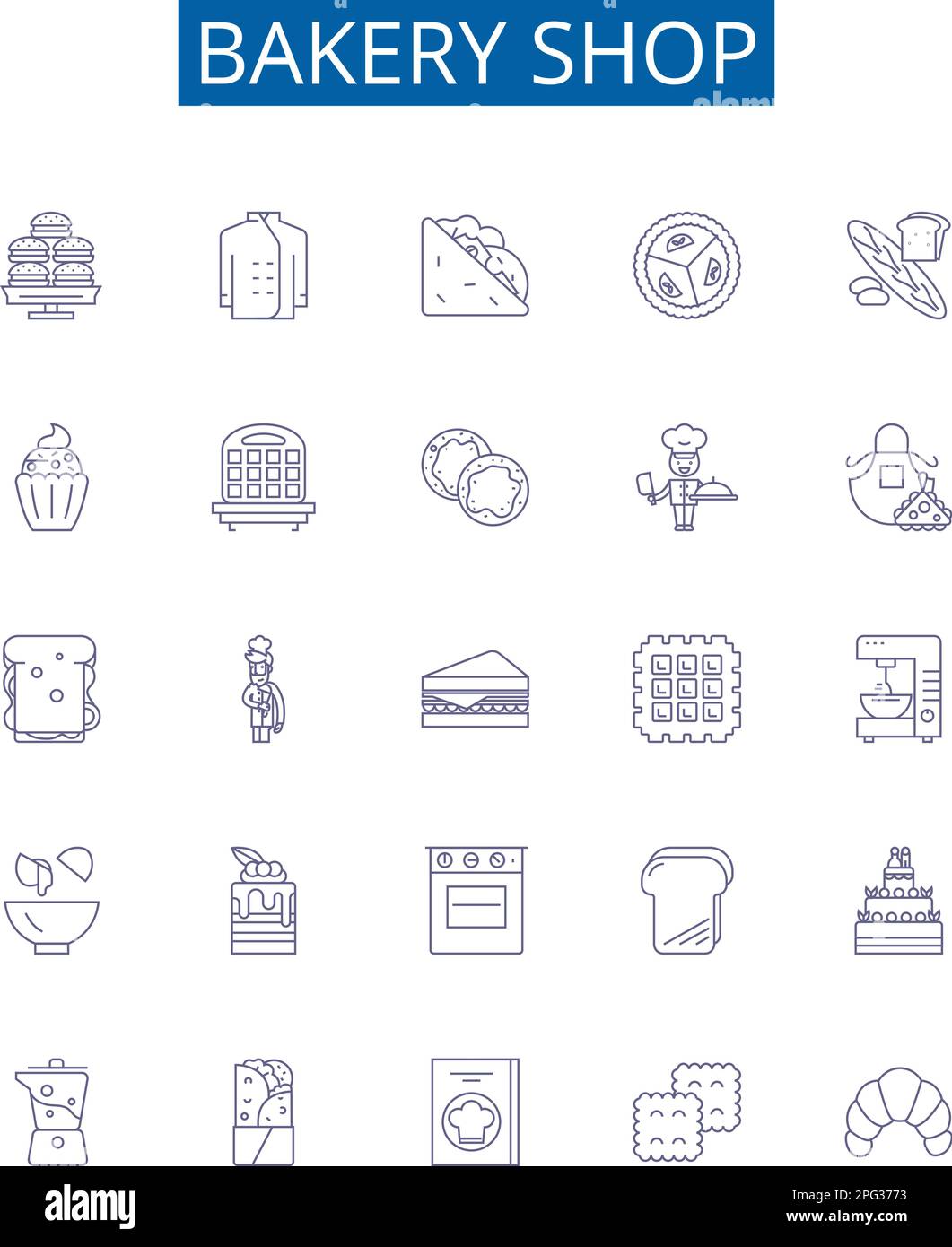 Bakery shop line icons signs set. Design collection of Bakery, Shop ...