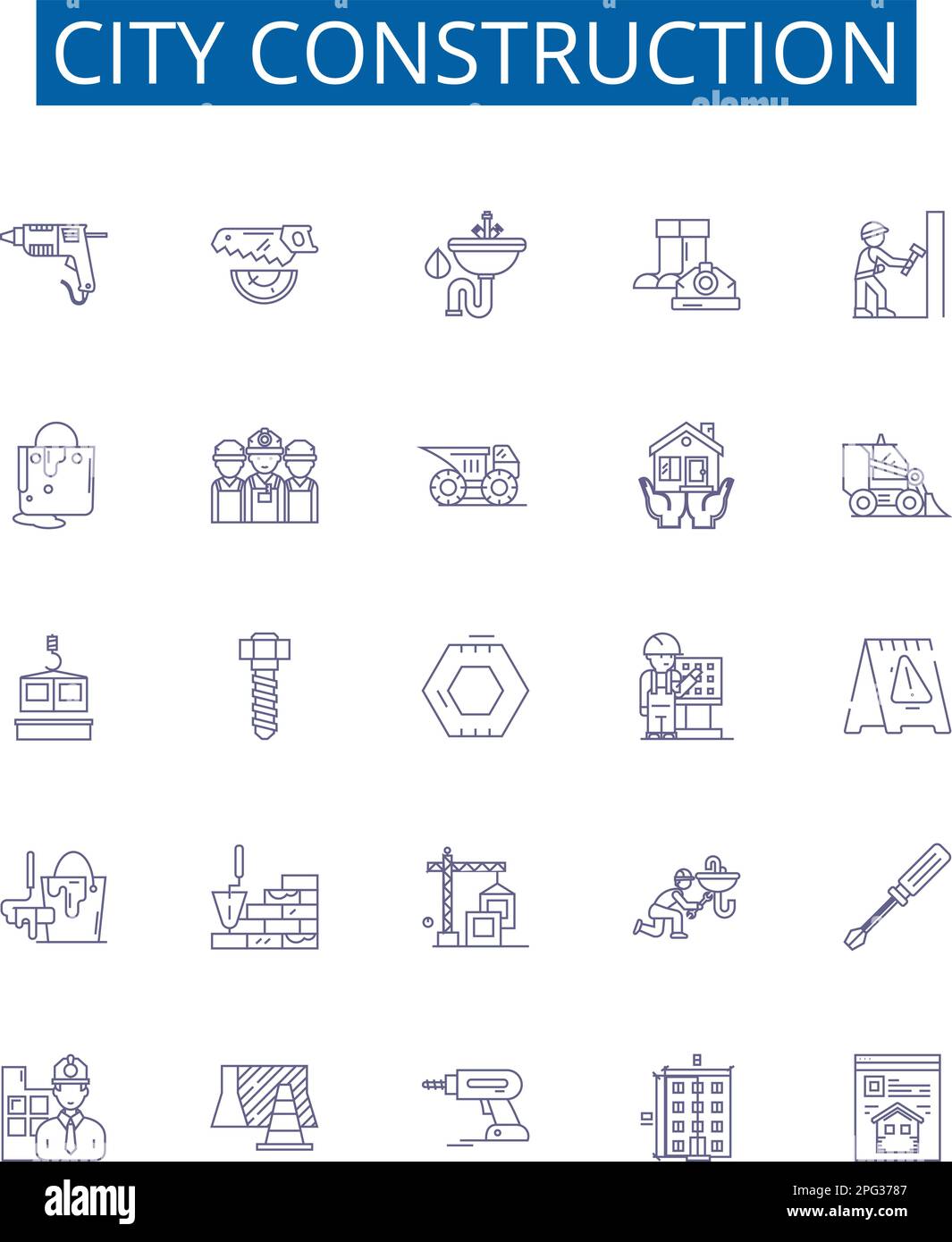 City construction line icons signs set. Design collection of Urbanism ...