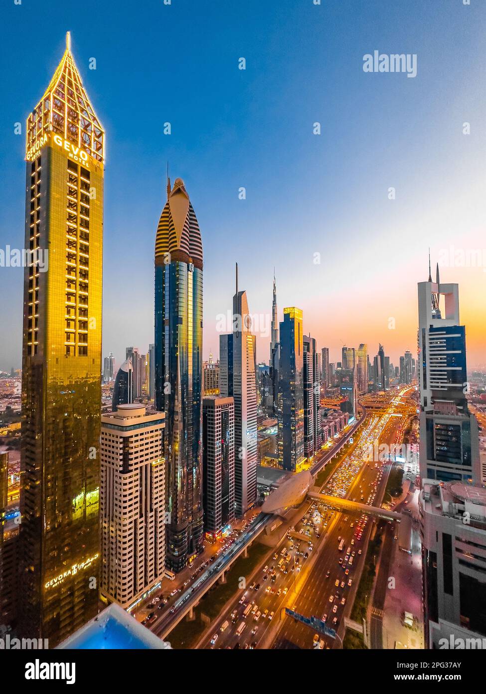 Busy sheikh zayed road aerial hi-res stock photography and images - Alamy