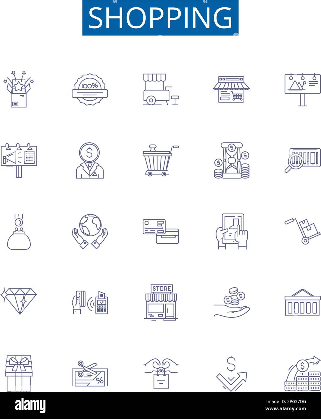 Shopping line icons signs set. Design collection of Shopping, Buying ...