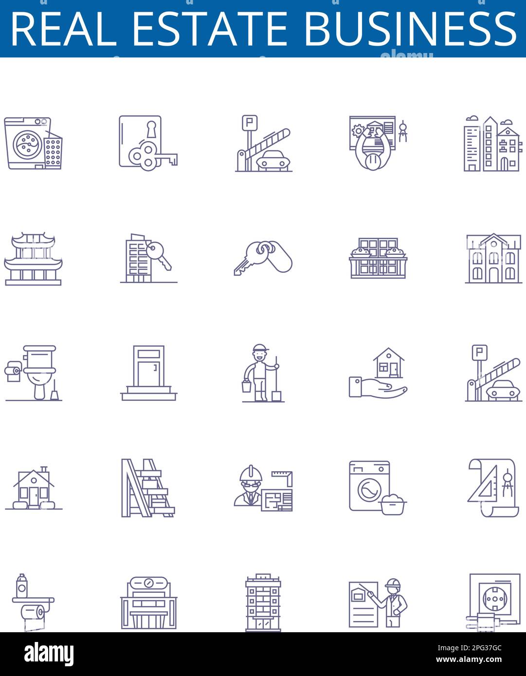 Real estate business line icons signs set. Design collection of ...