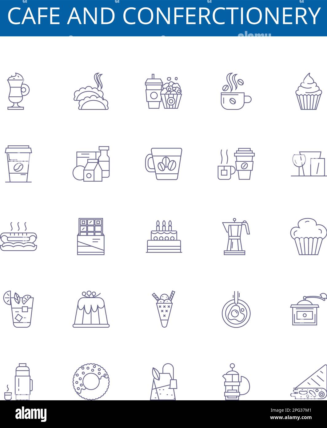 Cafe and conferctionery line icons signs set. Design collection of Cafe, Confectionery, Bakeshop ...