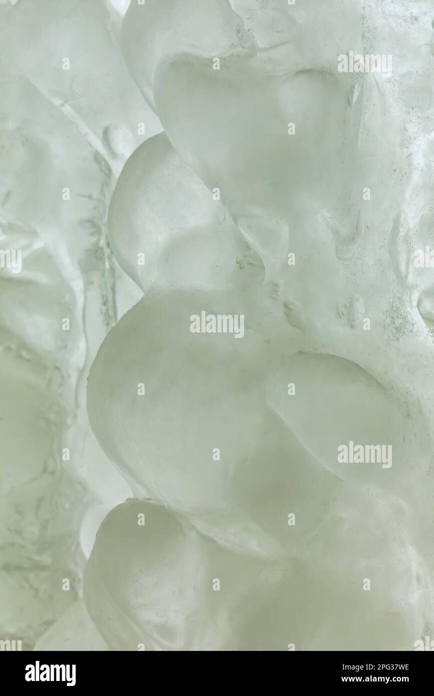 Closeup of spectacular ice formations of Eben Ice Caves, Rock River ...