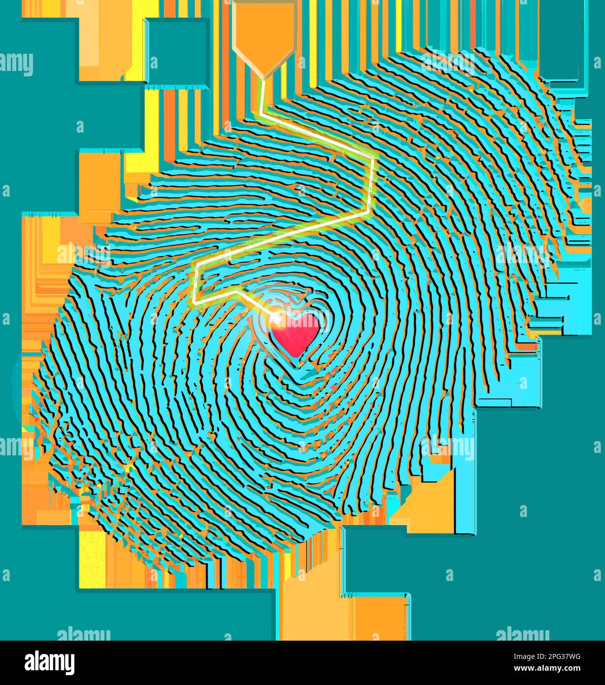 A fingerprint is scanned and identified as someone with a heart in this ...