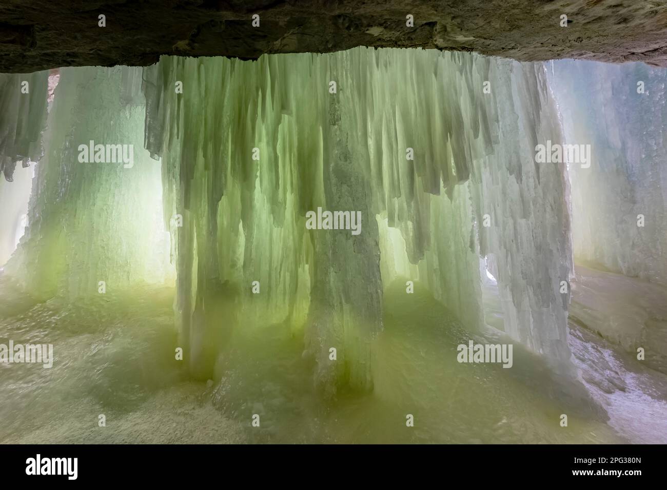 The spectacular curtain-like ice formations of Eben Ice Caves, Rock ...