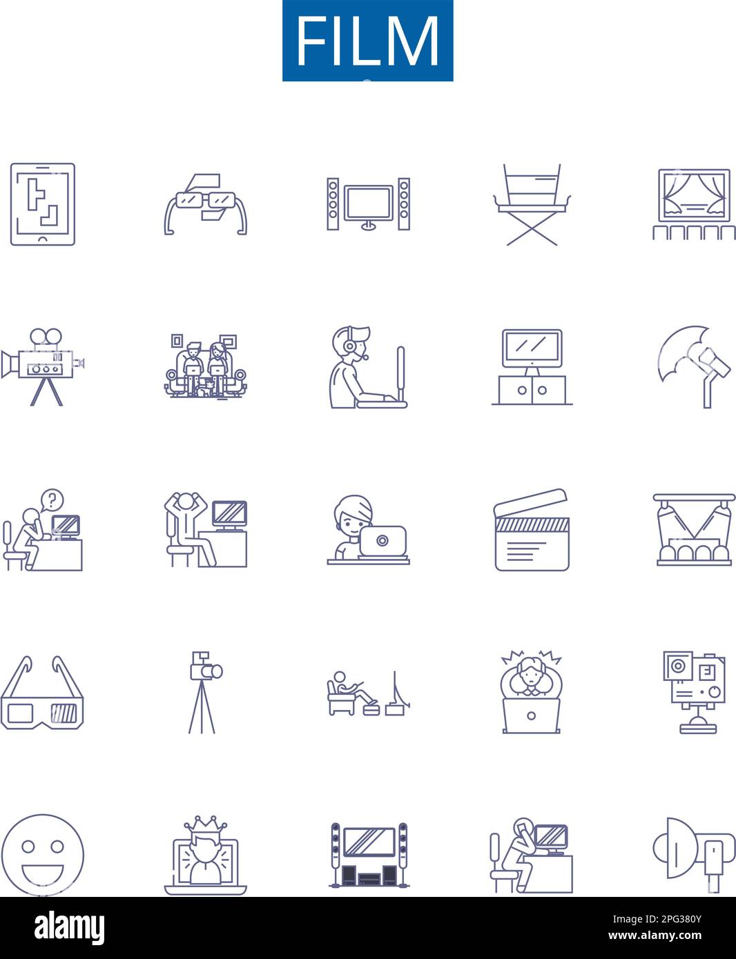 Film line icons signs set. Design collection of Movie, Cinema ...
