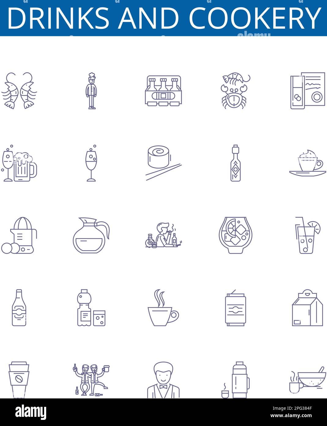Drinks and cookery line icons signs set. Design collection of Beverages ...