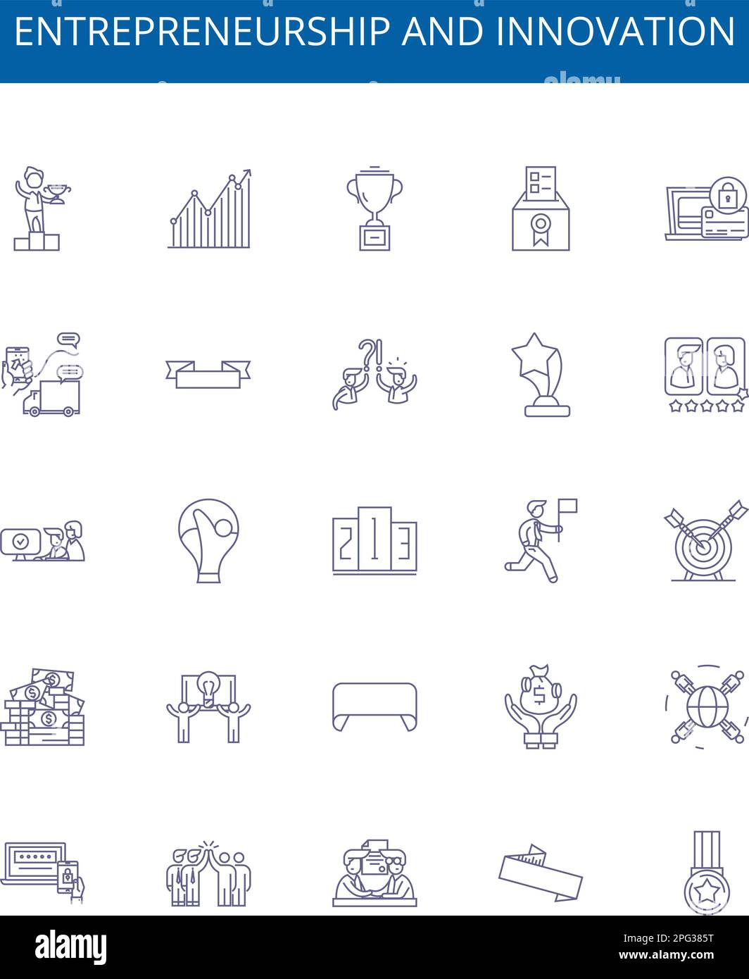 Entrepreneurship and innovation line icons signs set. Design collection ...