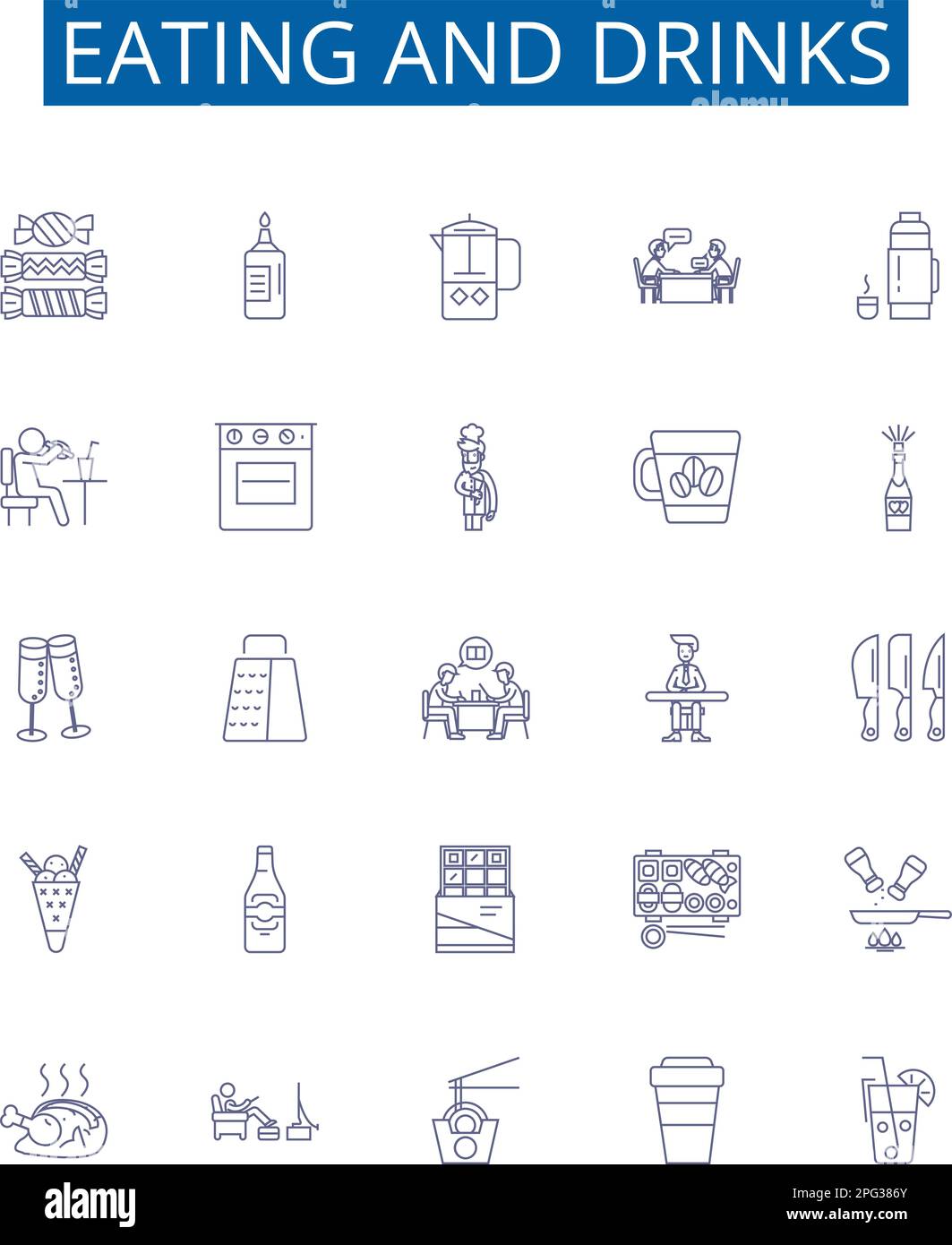 Eating And Drinks Line Icons Signs Set Design Collection Of Eating Drinks Food Beverage