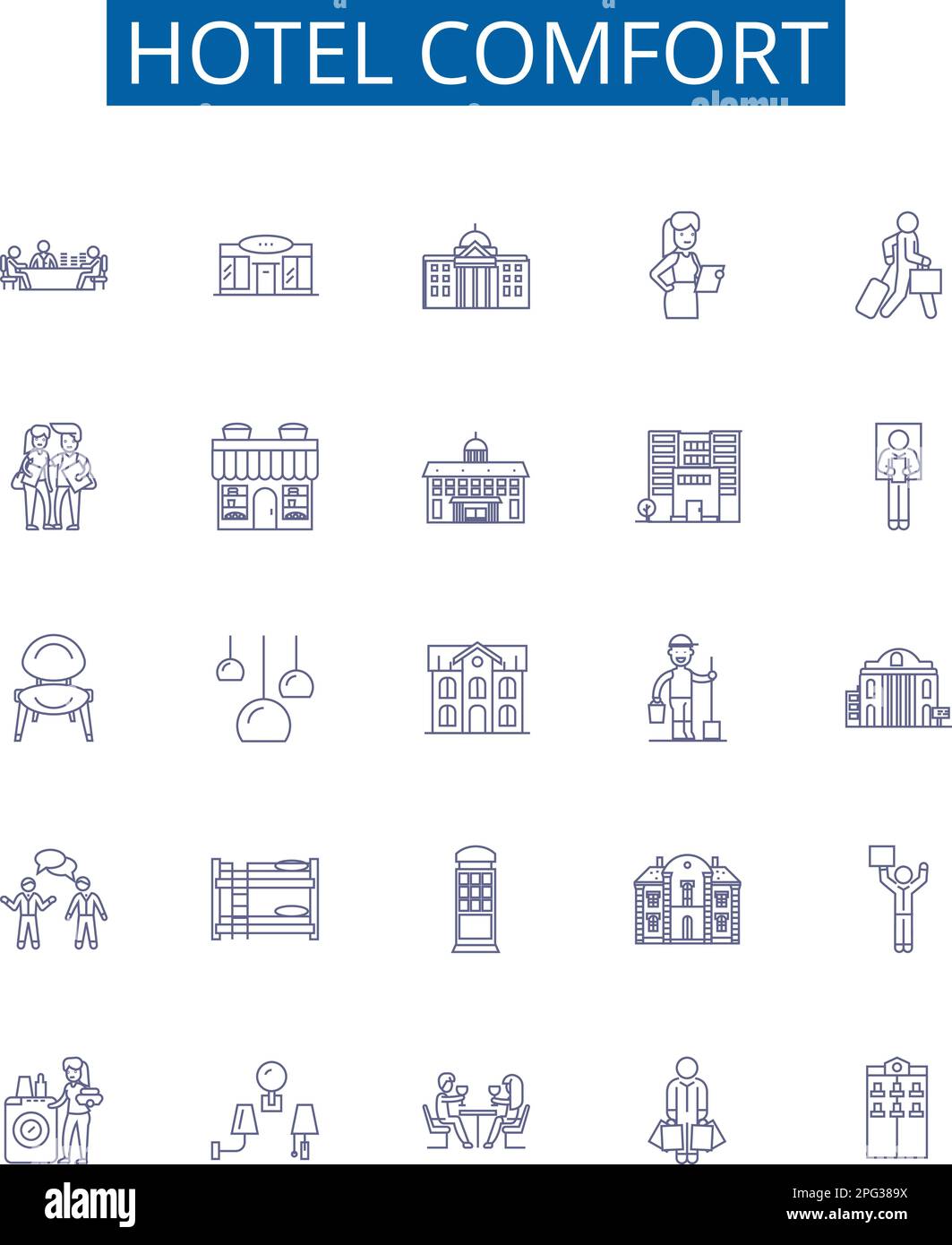 Hotel comfort line icons signs set. Design collection of Convenience ...