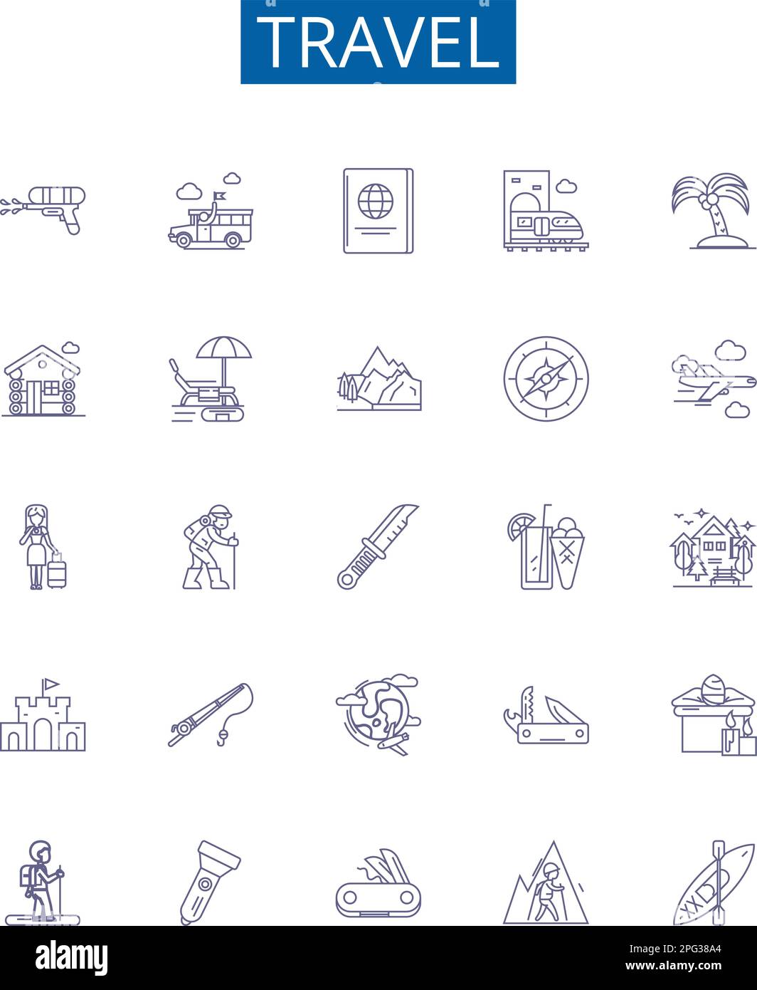 Travel line icons signs set. Design collection of Tour, Vacation, Trip ...