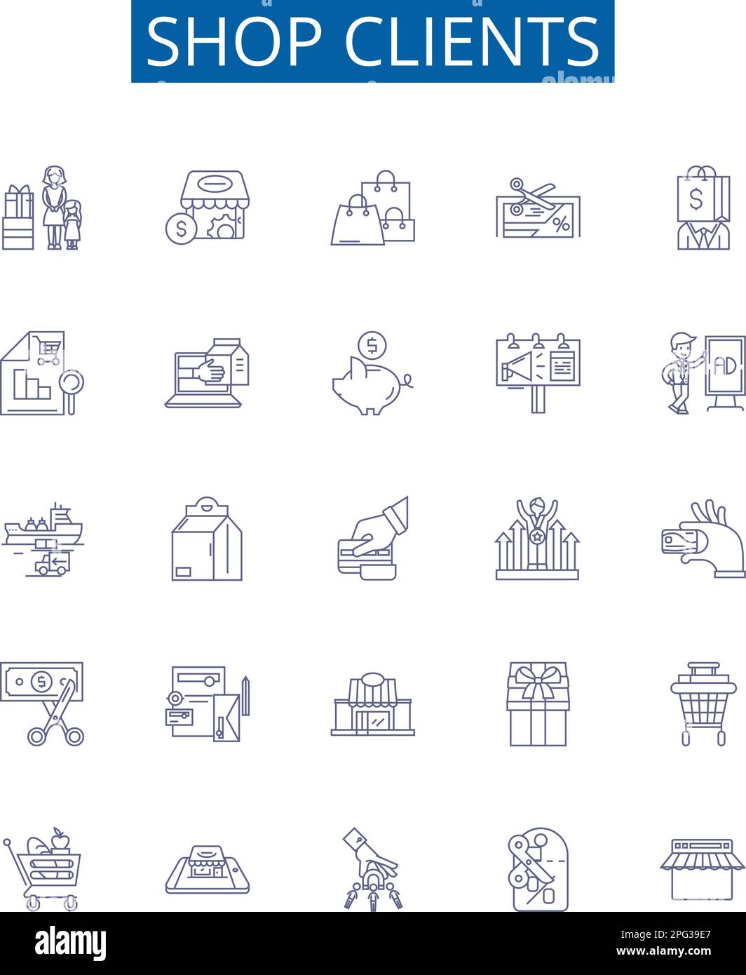 Shop clients line icons signs set. Design collection of Customers ...