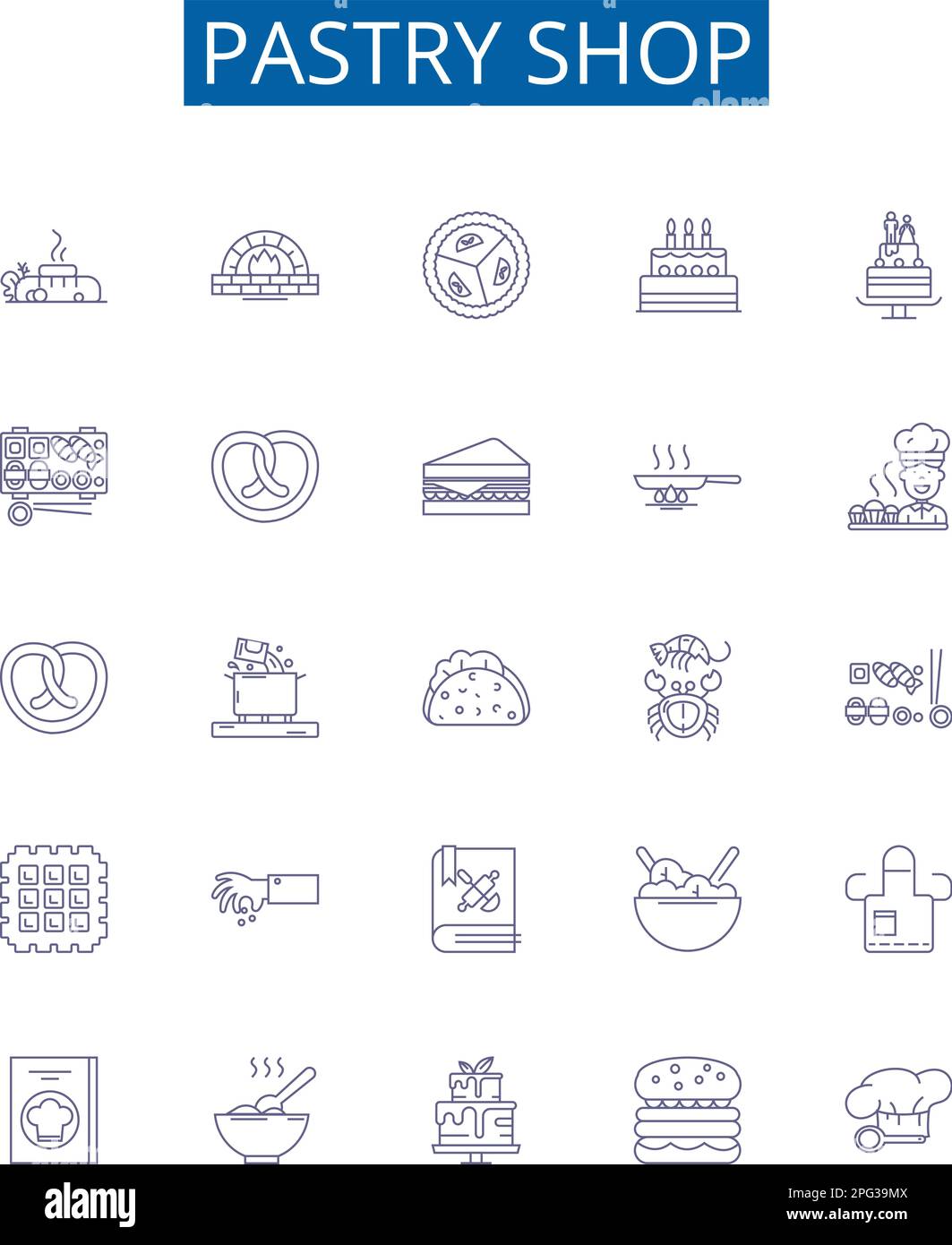 Pastry shop line icons signs set. Design collection of pastry, shop ...