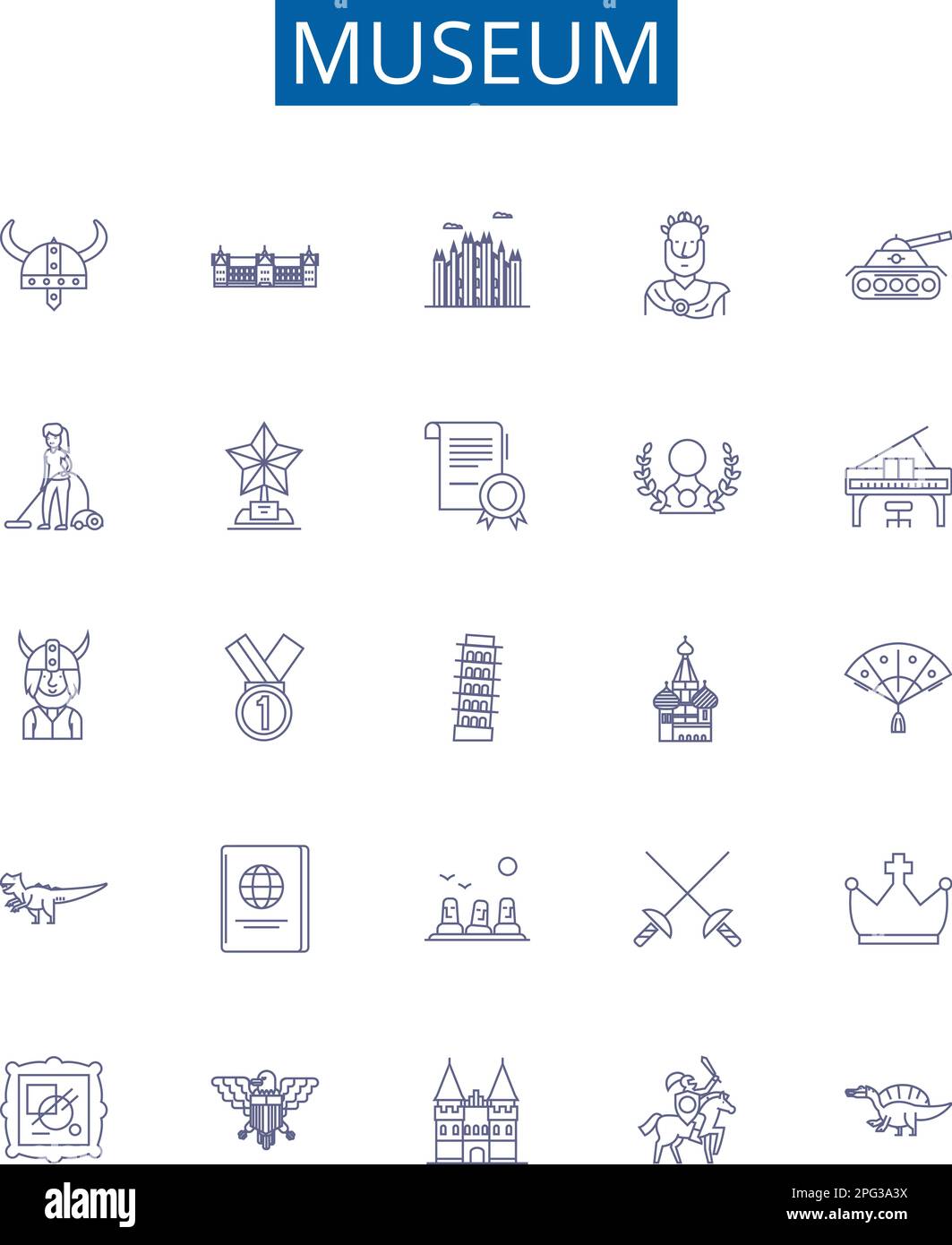 Museum line icons signs set. Design collection of Gallery, Monument ...